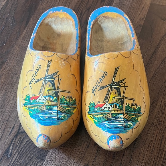Wall Decor | Vintage Dutch Wooden Clogs With Windmill Art | Poshmark